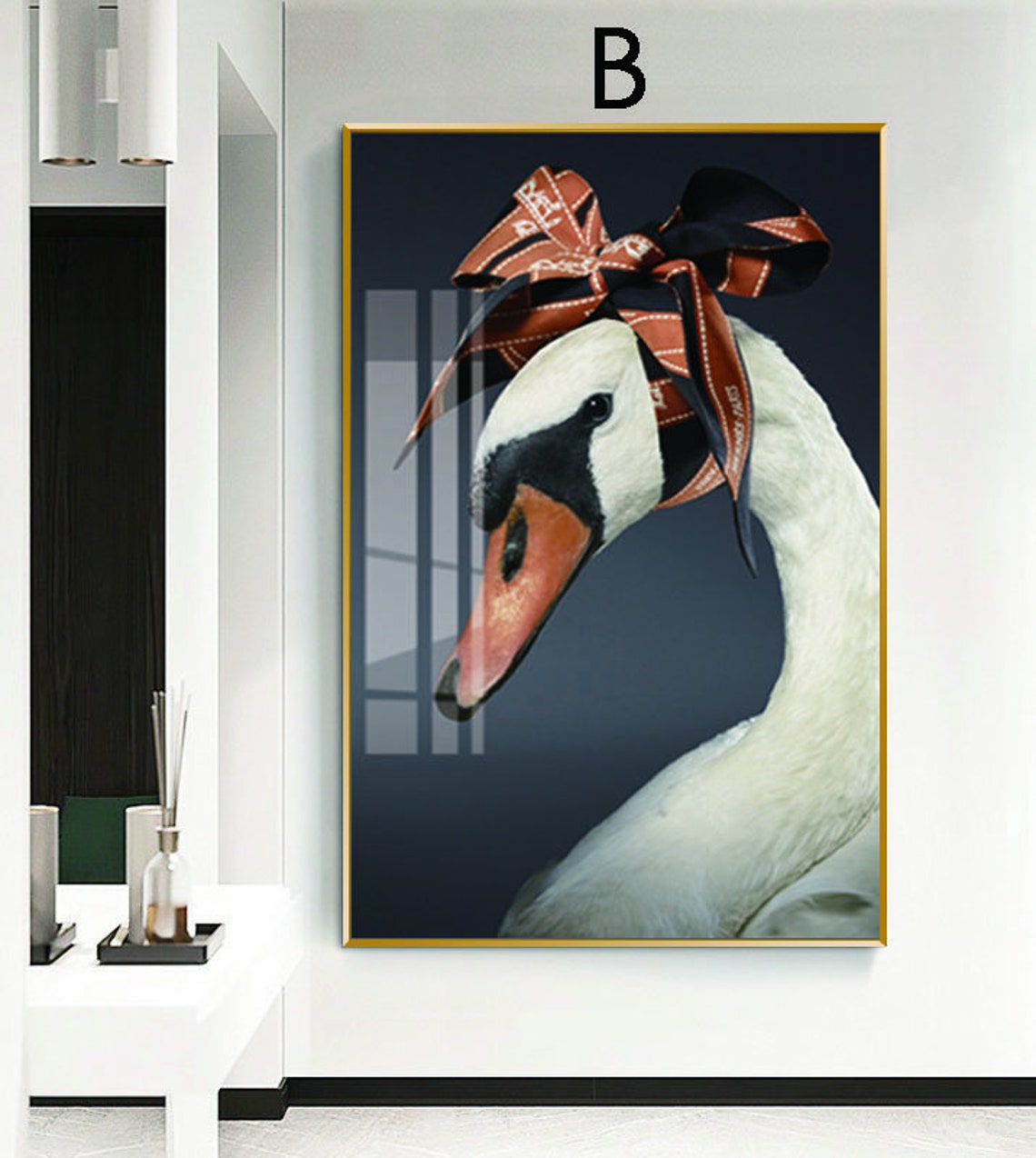 Set of 2 Canvas Luxury White Swan Art Poster Gallery Wrap - Etsy