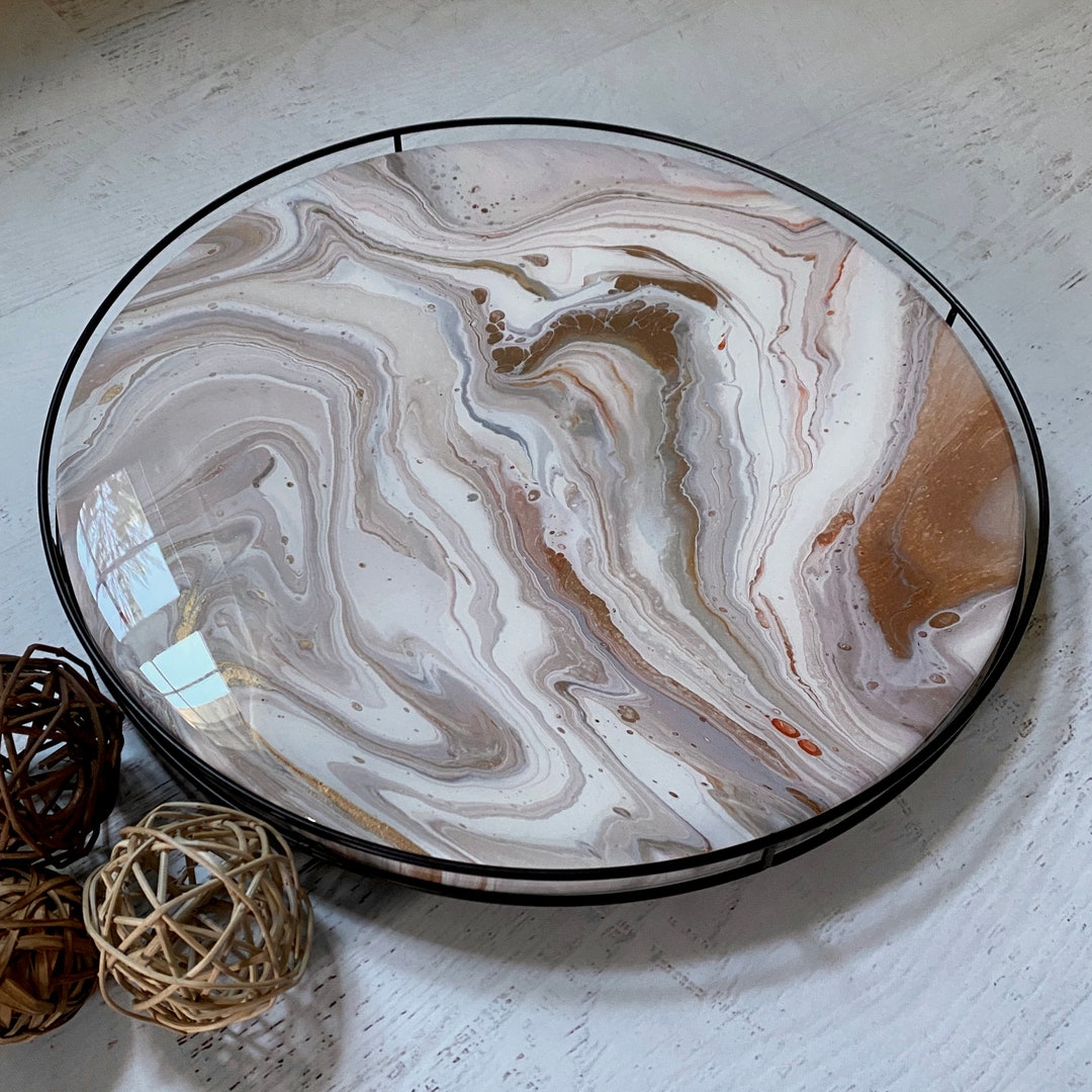 18 Lazy Susan With Rail Neutrals With Gold, Copper & Burnt Sienna 1449 ...