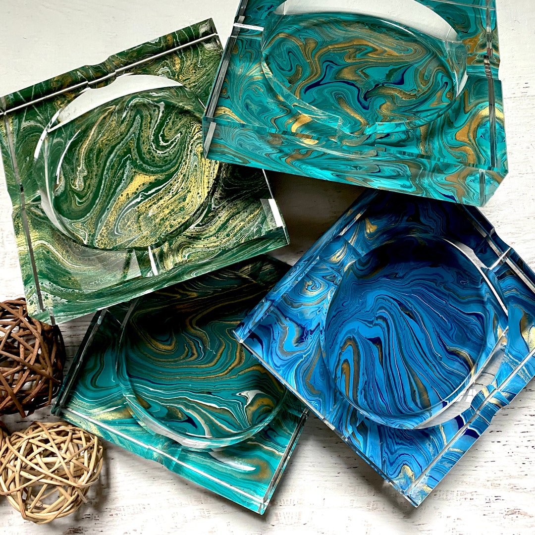 Custom Crystal Cigar Ashtray With Acrylic Pour - Etsy