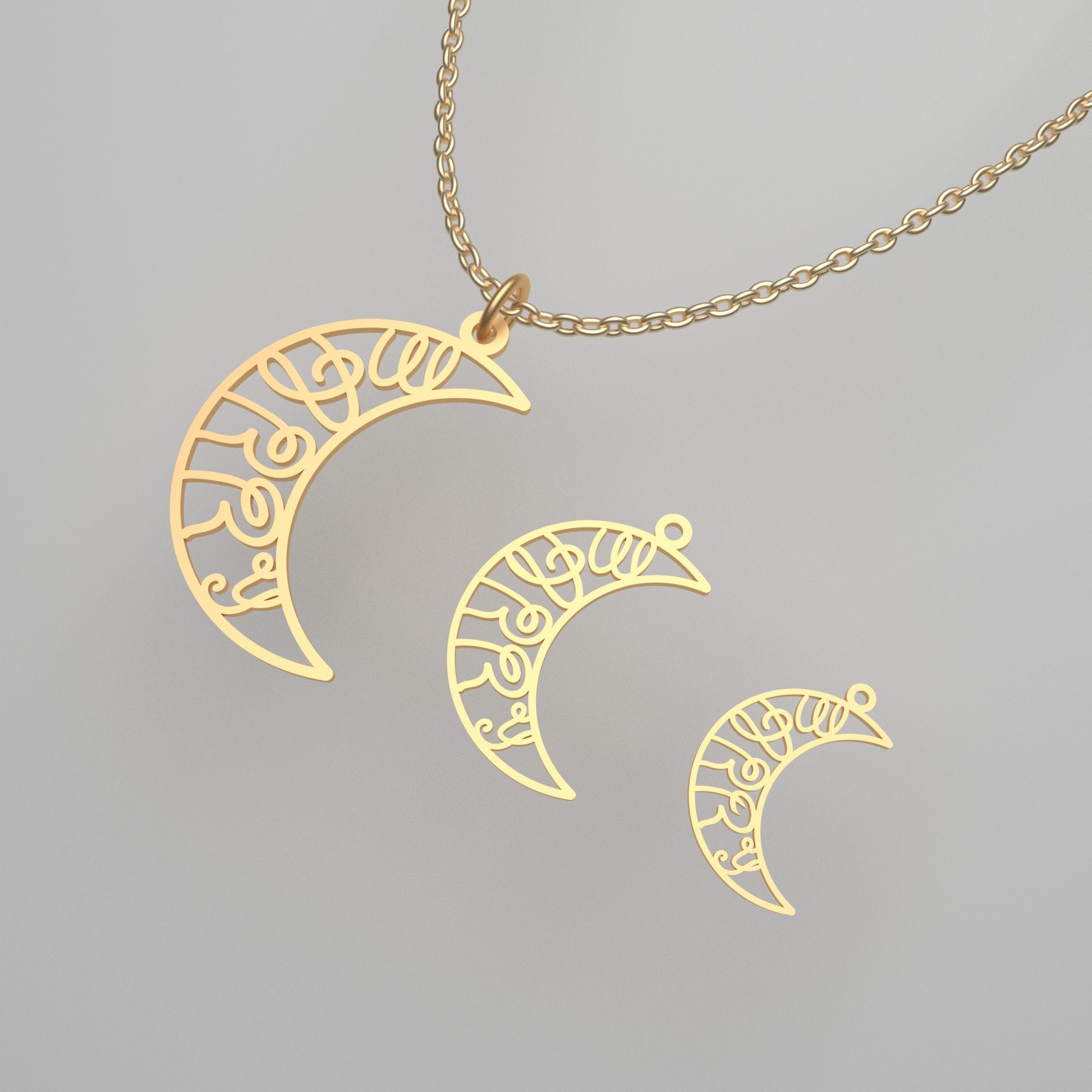 Crescent Moon Custom Name Necklace Sterling Silver Dainty Name Necklace ...