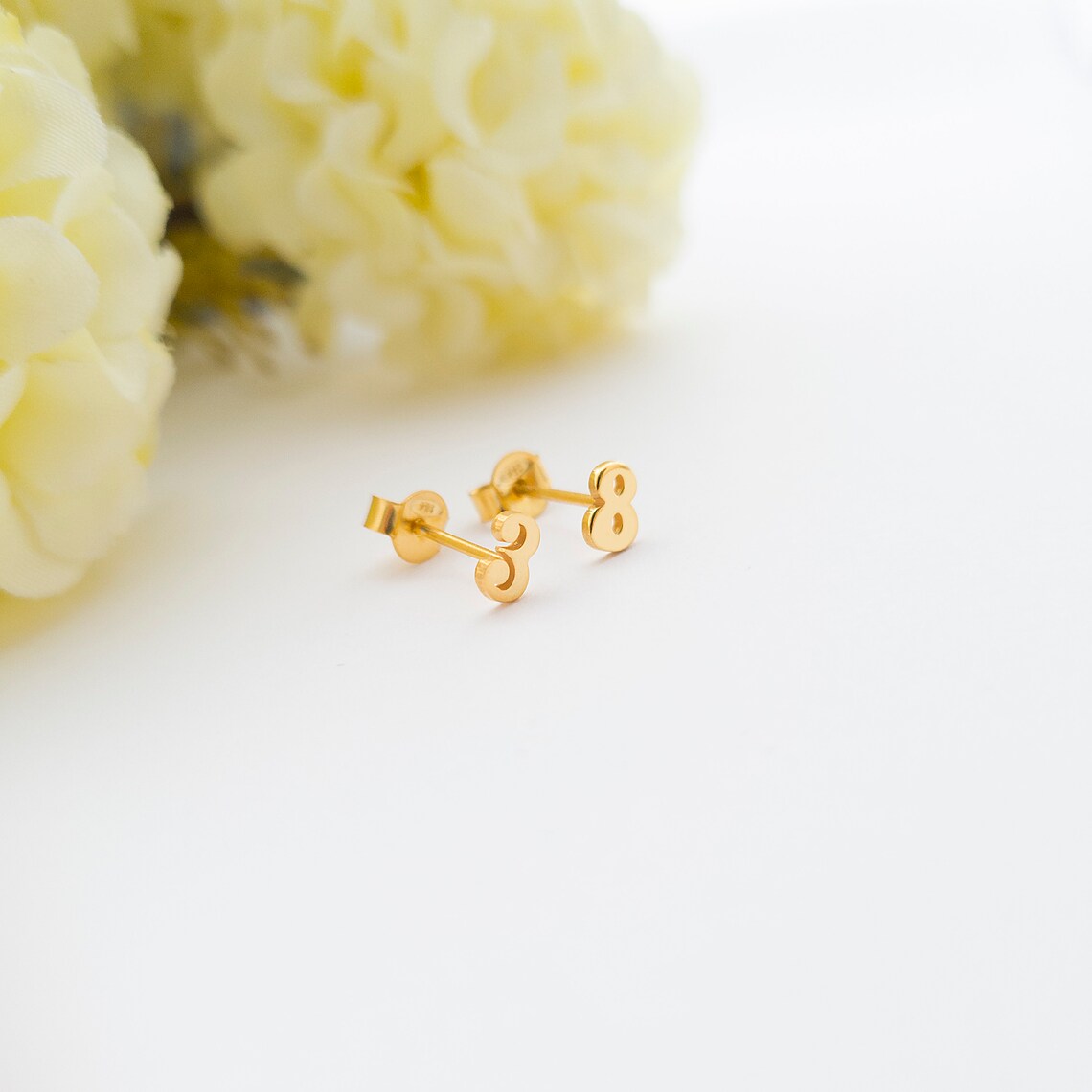 Number Earrings, 14k Gold, Birthday Earrings, Birth Year Earrings ...