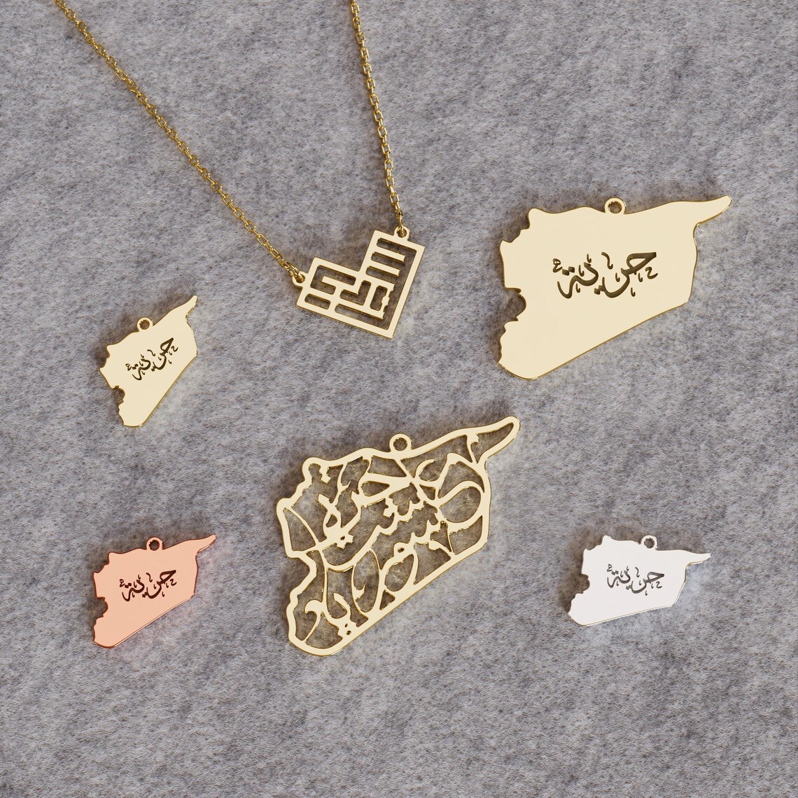 Syria Map Necklace Big Size, Syria Necklace Man and Women, Sterling ...