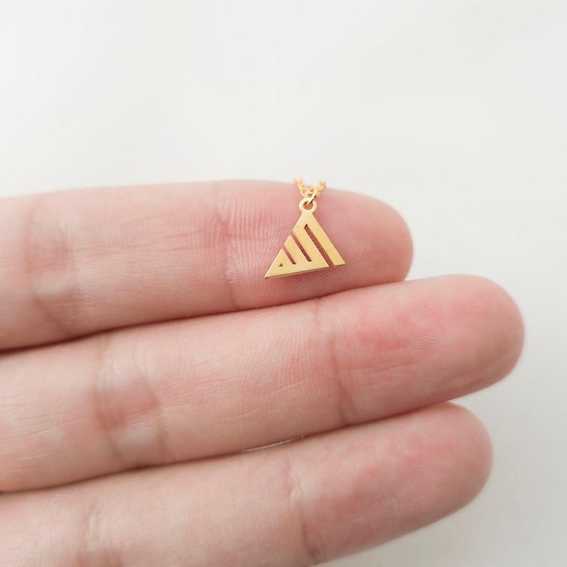 Tiny Allah Necklace 14k Solid Gold Allah Necklace Triangle - Etsy