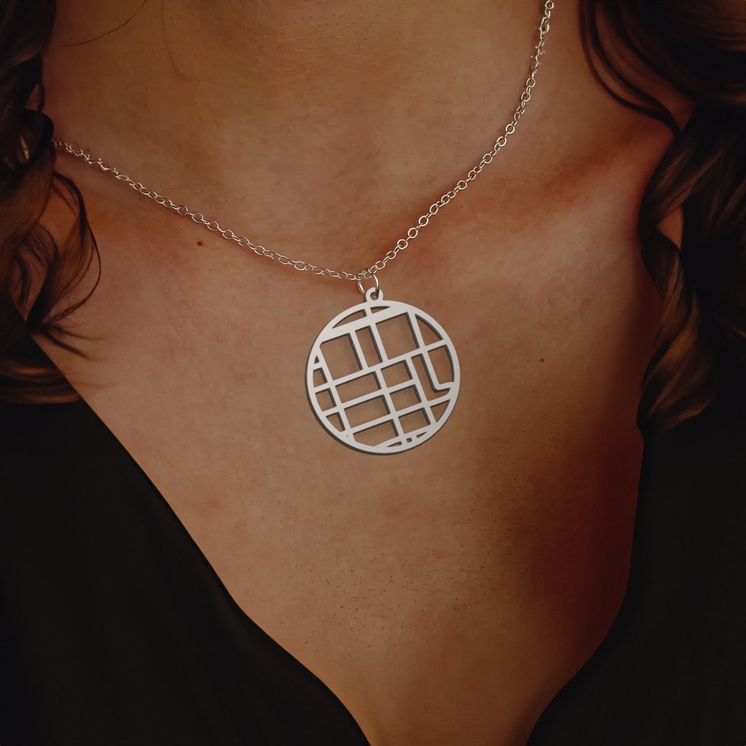 Custom Map Necklace, Coordinate Necklace, Where We Met Map Necklace ...