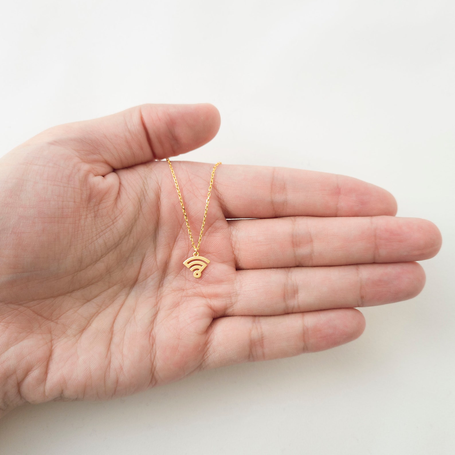 Tiny Allah Necklace 14k Solid Gold Allah Necklace Wifi - Etsy