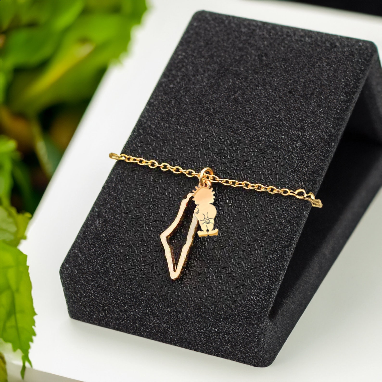 Hanzala Necklace, Palestine Outline Necklace, Tiny Palestine Outline ...
