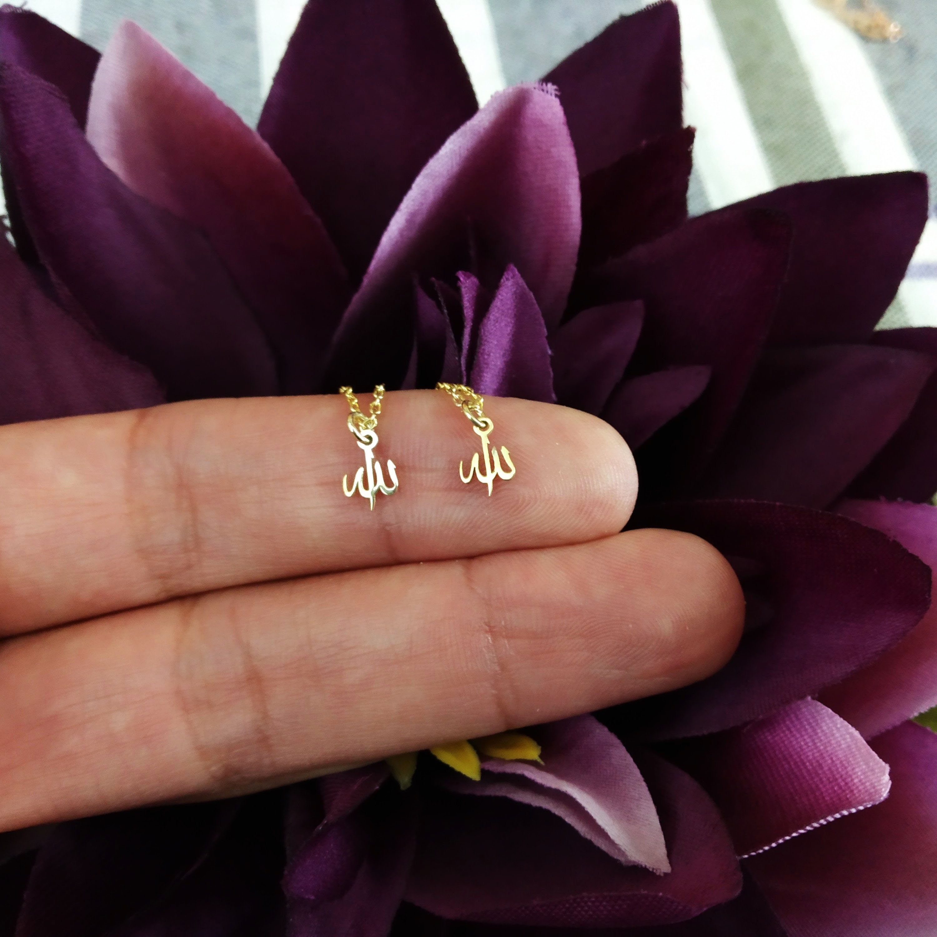 Tiny Allah Pendant Islamic Gift Muslim Necklace Dainty | Etsy