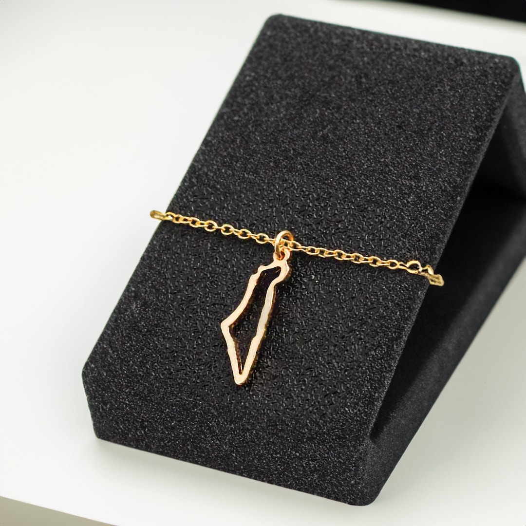 Palestine Outline Necklace, Tiny Palestine Outline Country Map Necklace ...