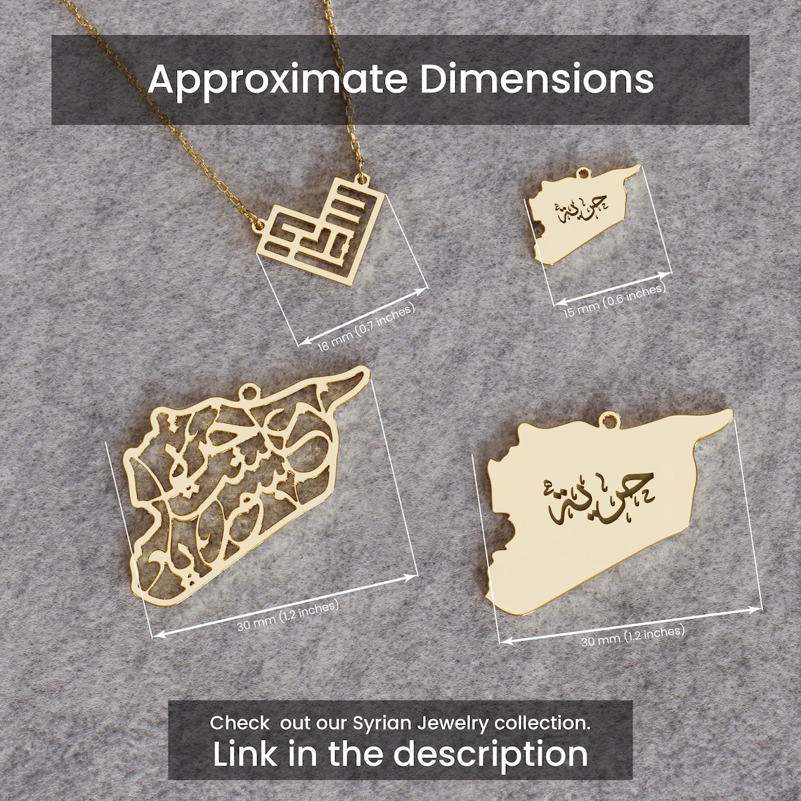 Syria Map Necklace in Arabic Calligraphy, Long Live Free Syria ...