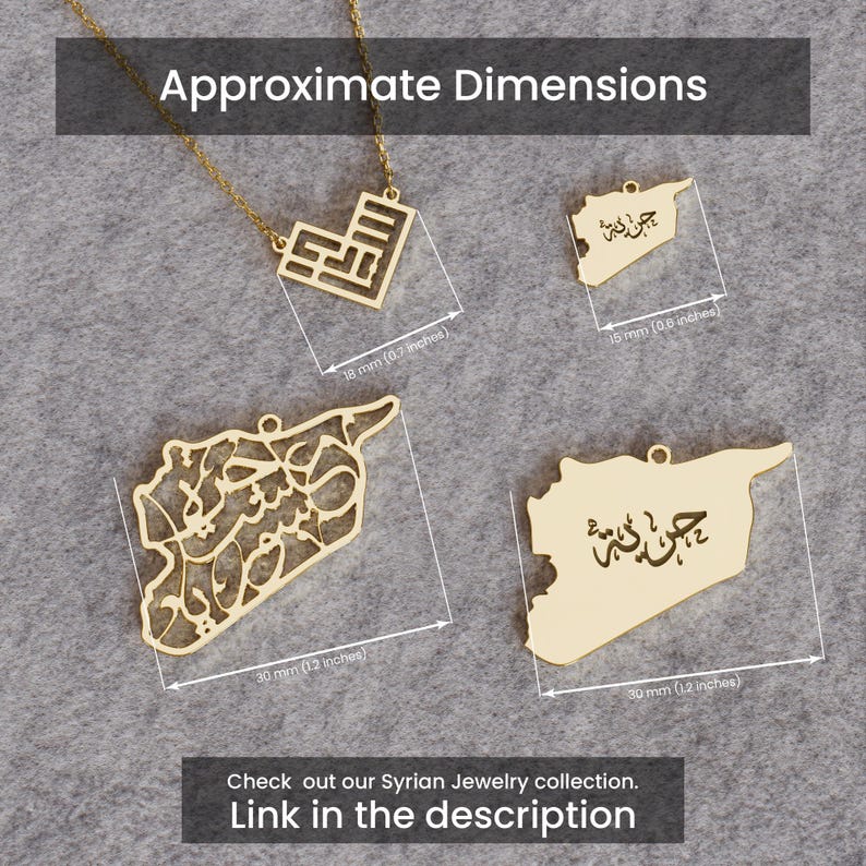 Syria Map Necklace in Arabic Calligraphy, Long Live Free Syria ...