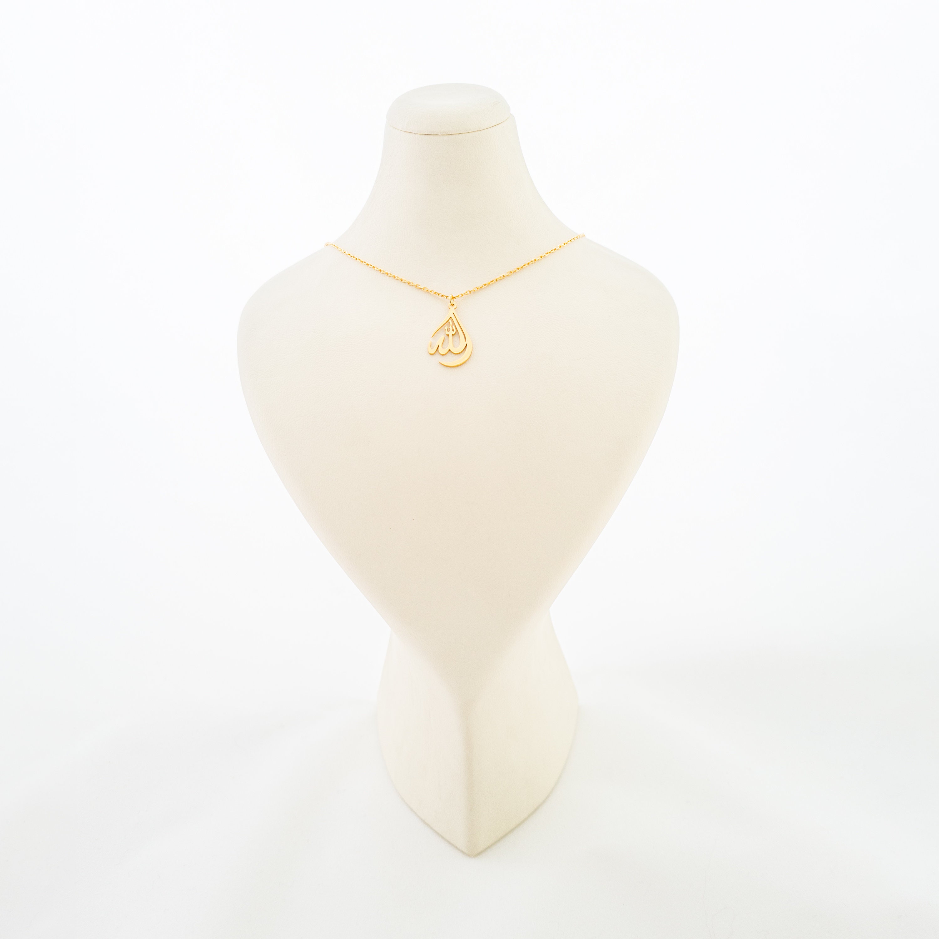 Allah Necklace, 14k Solid Gold Allah Necklace, Water Drop Shaped Allah ...