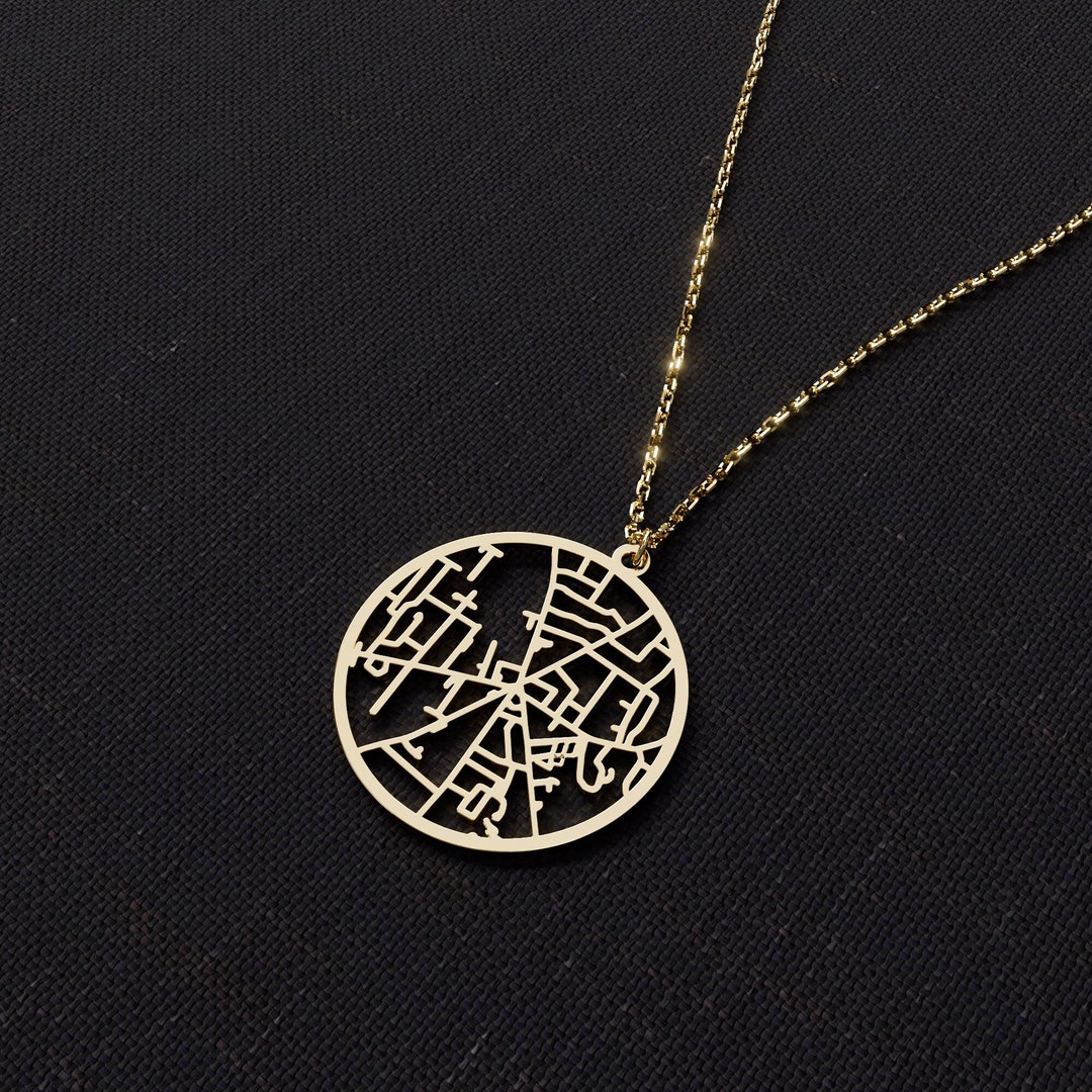 Custom Map Necklace, Coordinate Necklace, Where We Met Map Necklace ...