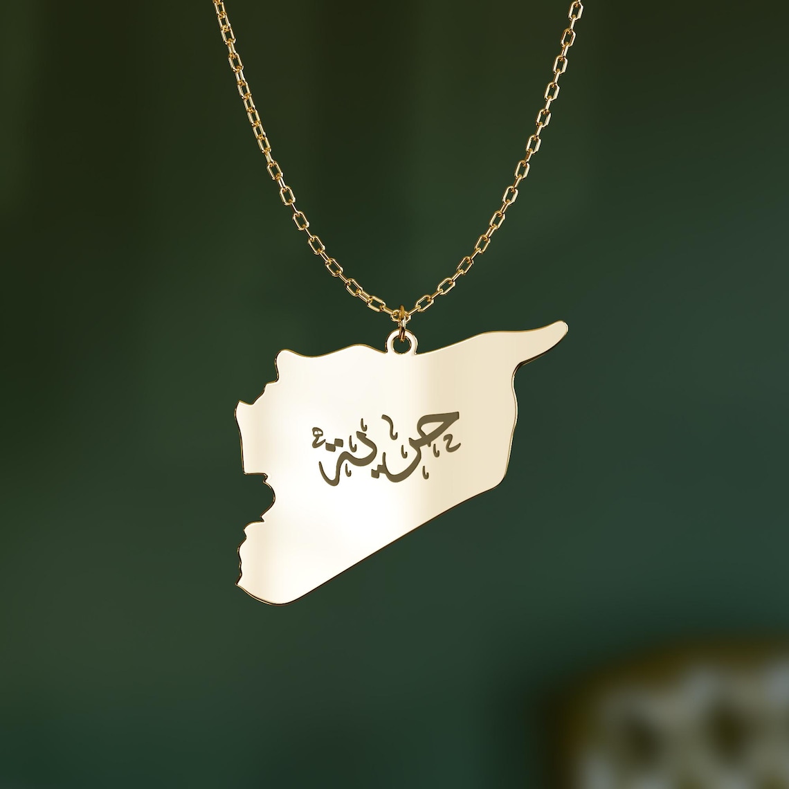 Syria Map Necklace Big Size, Syria Necklace Man and Women, Sterling ...