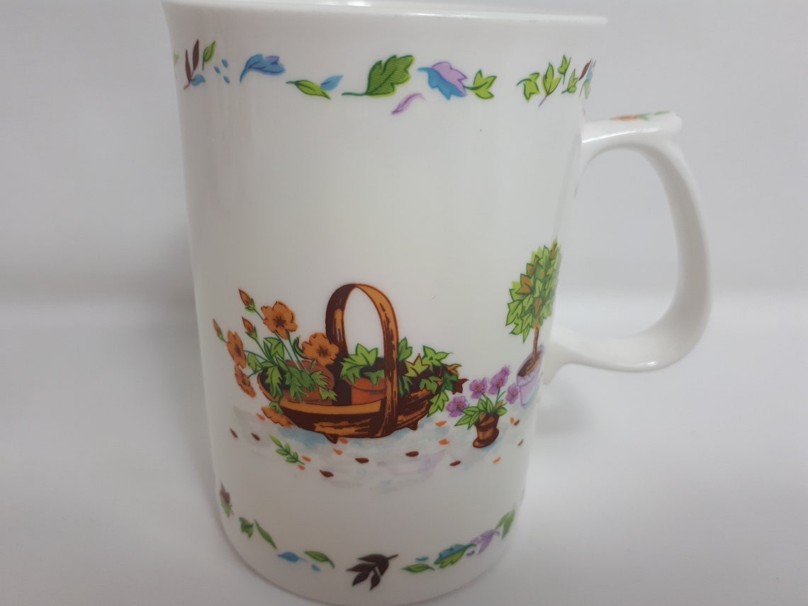 Hankook Fine China Coffee Tea Cups # 0866 Limpid Flowers Basket 8 Oz ...