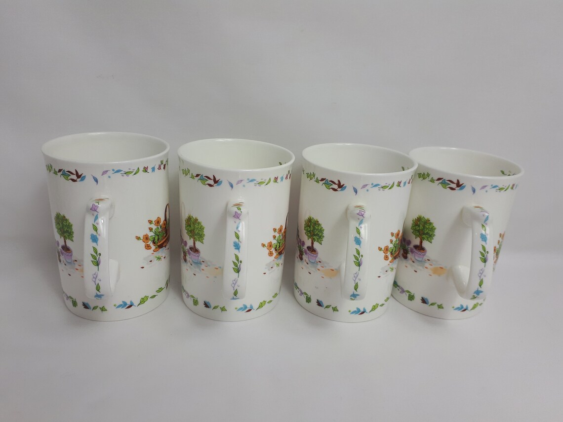 Hankook Fine China Coffee Tea Cups # 0866 Limpid Flowers Basket 8 Oz ...