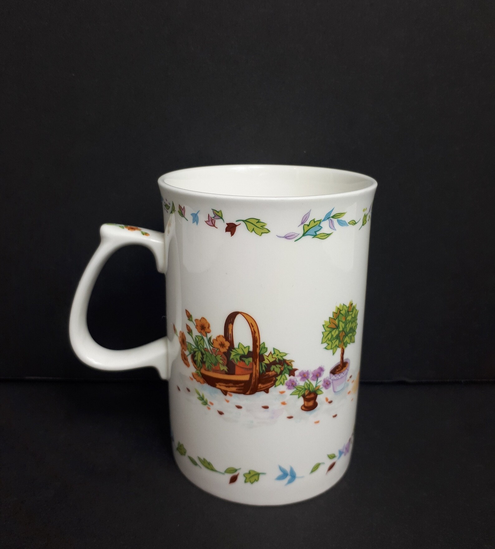 Hankook Fine China Coffee Tea Cups # 0866 Limpid Flowers Basket 8 Oz ...