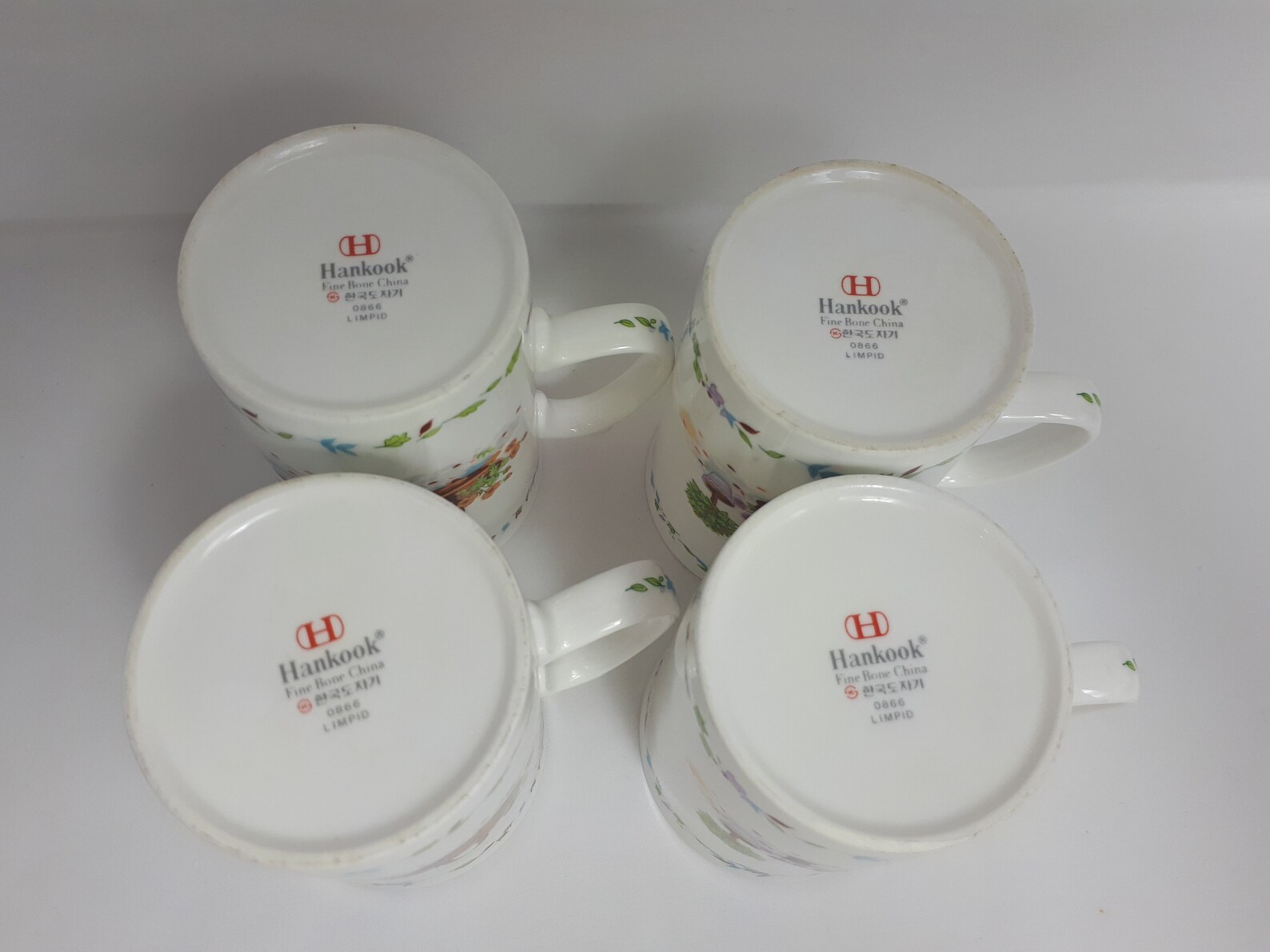 Hankook Fine China Coffee Tea Cups # 0866 Limpid Flowers Basket 8 Oz ...