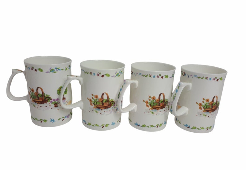 Hankook Fine China Coffee Tea Cups # 0866 Limpid Flowers Basket 8 Oz ...