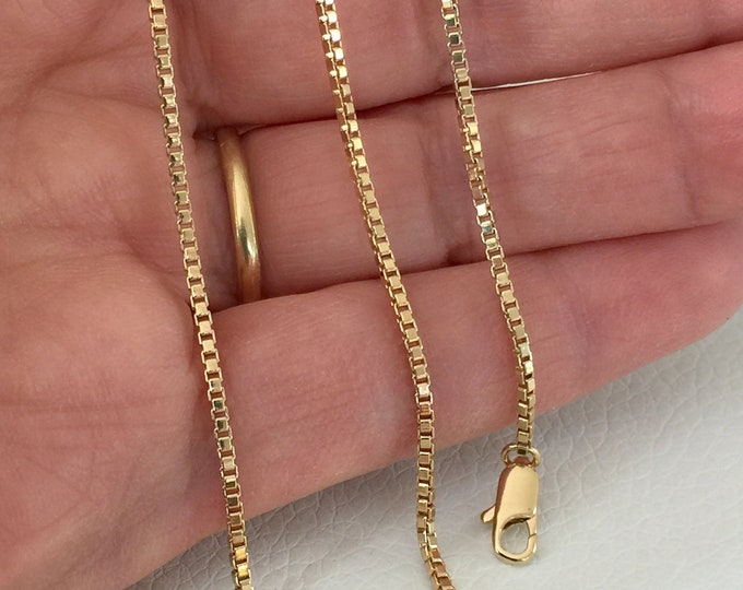 Gold Box Chain Necklace, 32" Box Chain, 1.5mm Simple Plain Box Chain ...