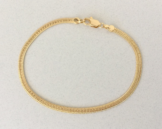 Engraved Herringbone Ankle Bracelet, Thick Gold Herringbone Anklet, 3 ...