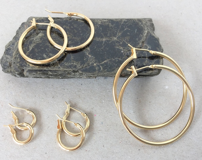 Gold Hoop Earrings Classic Simple Plain Minimalist Hoop - Etsy