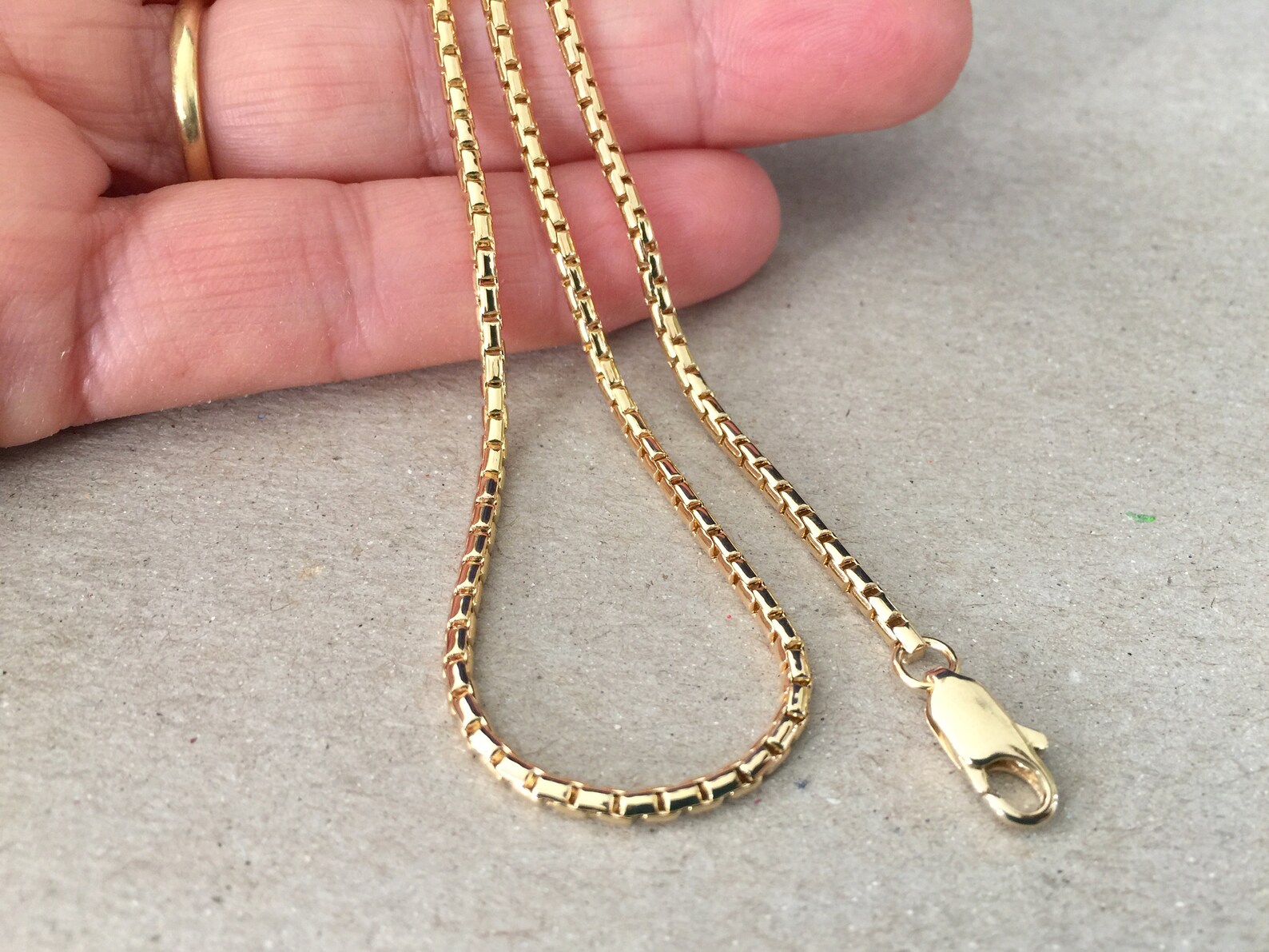 Gold Box Chain Anklet Thick Gold Chain 2.2mm Round Box | Etsy