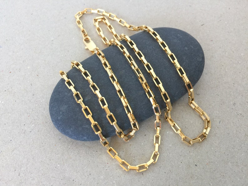 Gold Box Link Chain Necklace Thick Large Rectangle Link - Etsy