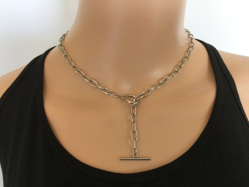 Stainless Steel Choker Necklace Toggle Clasp Chunky Choker | Etsy
