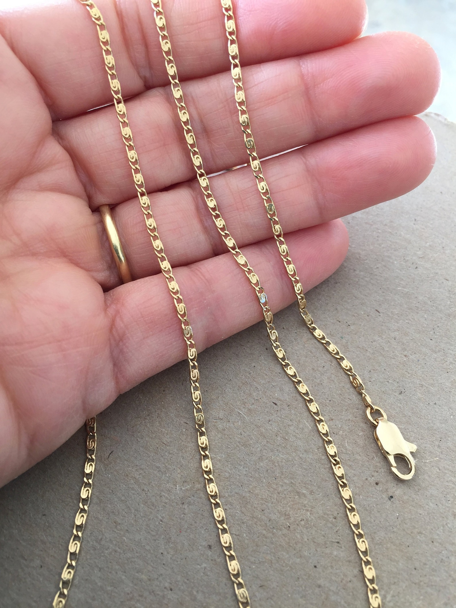 Gold Chain Necklace Fine Scroll Gold Chain Simple Gold - Etsy
