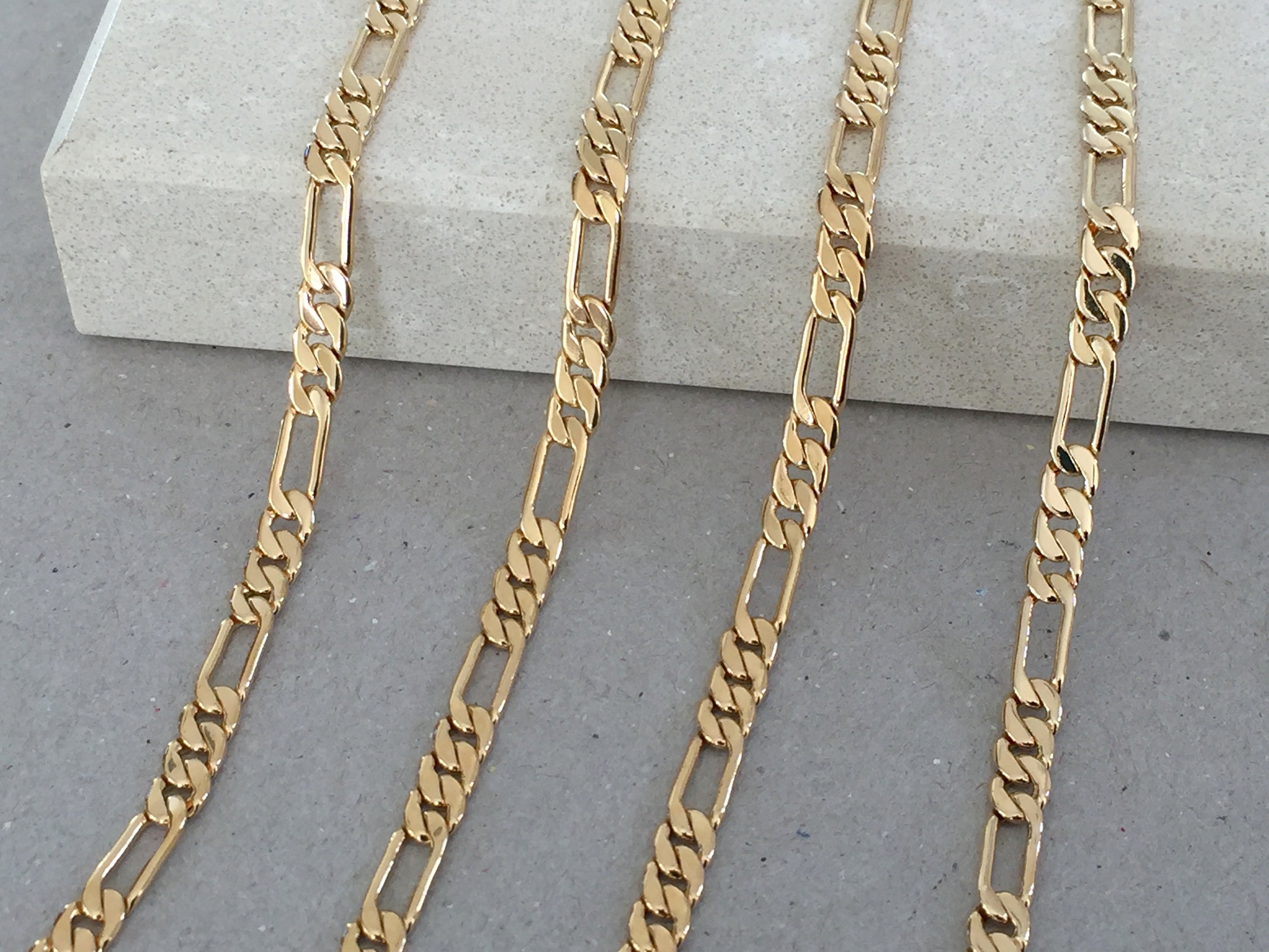 Men's Gold Chain Necklace 20 Gold Chain 4mm Figaro - Etsy