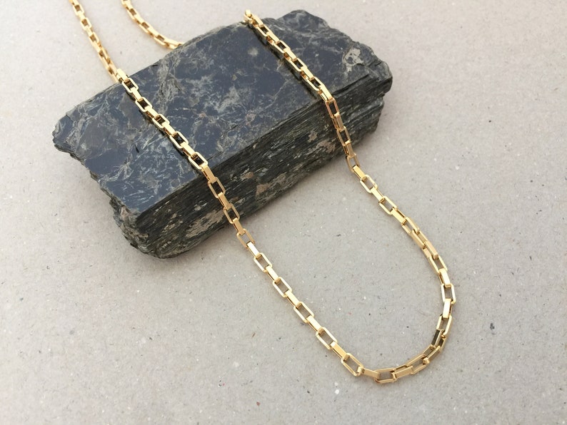 Gold Box Link Chain Necklace Thick Large Rectangle Link - Etsy
