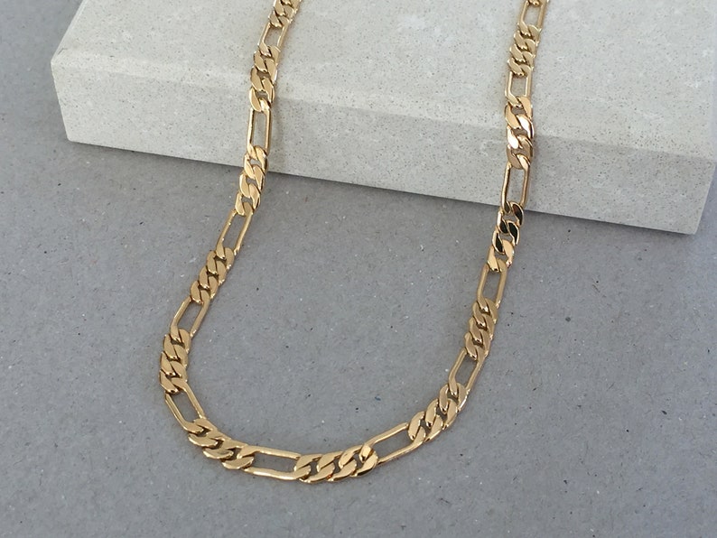 Men's Gold Chain Necklace 20 Gold Chain 4mm Figaro | Etsy