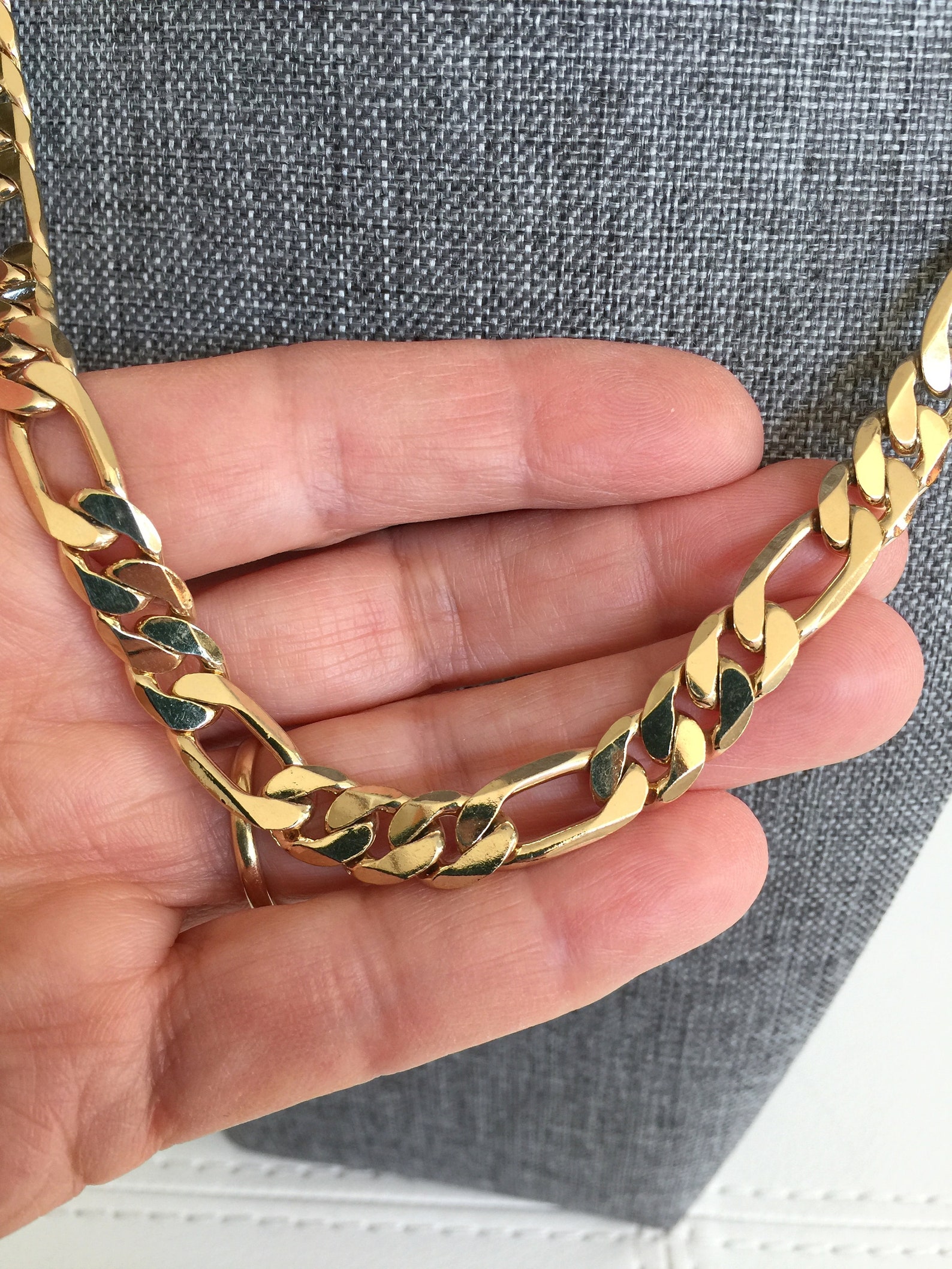 Men's Gold Chain Necklace Thick Figaro Gold Chain Large - Etsy
