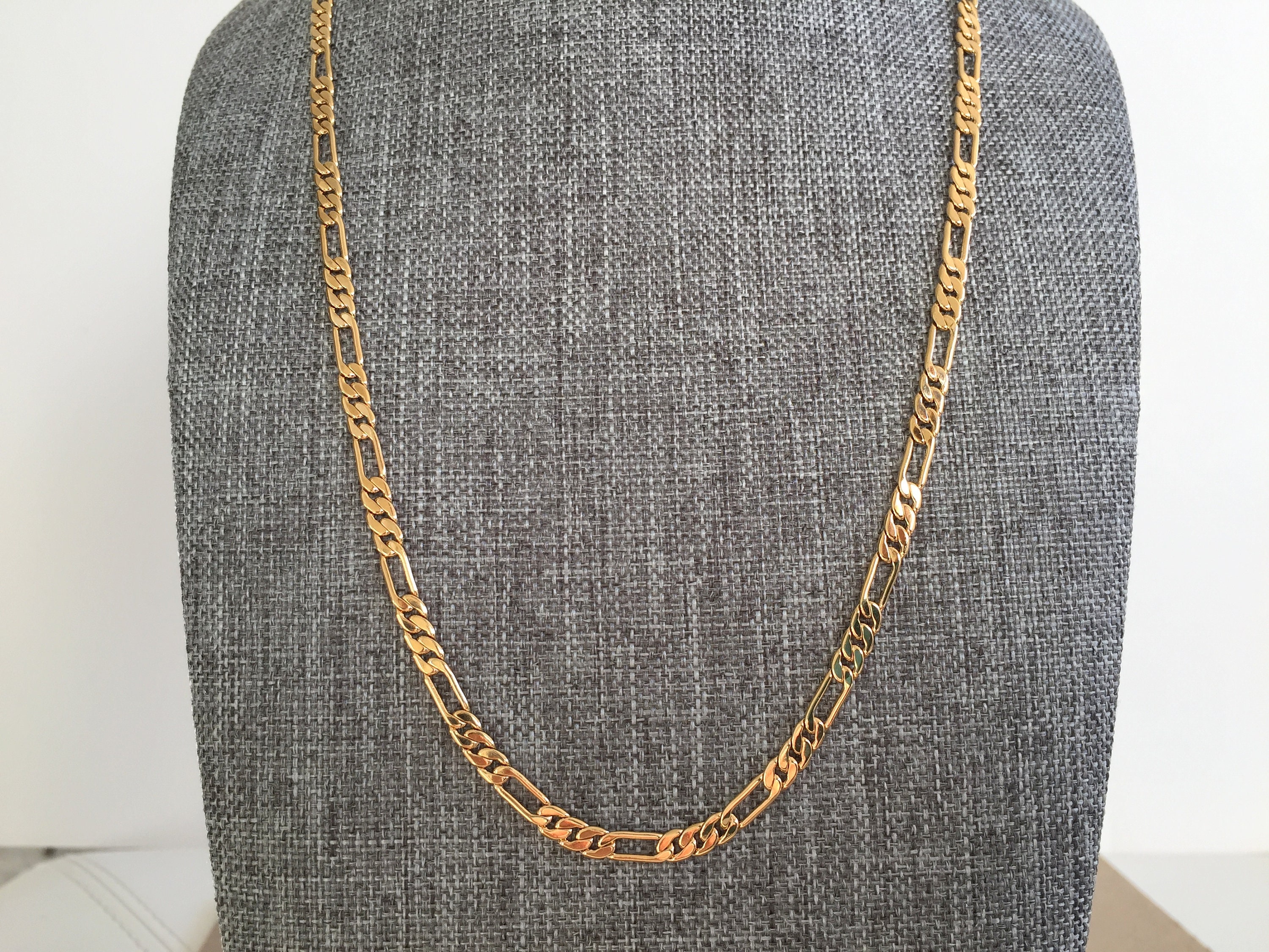 Men's Gold Chain Necklace 20 Gold Chain 4mm Figaro - Etsy