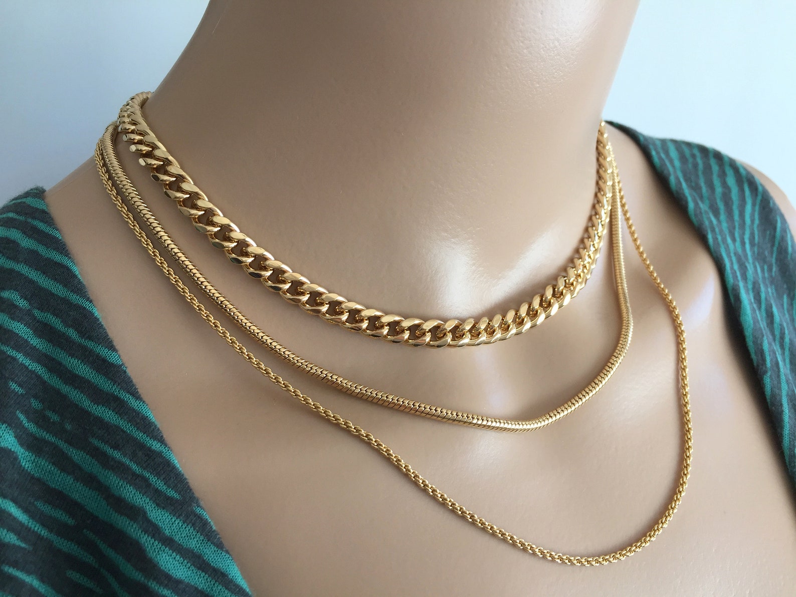 Thick Chain Necklace 6.4 mm Heavy Gold Chain Necklace Bold | Etsy