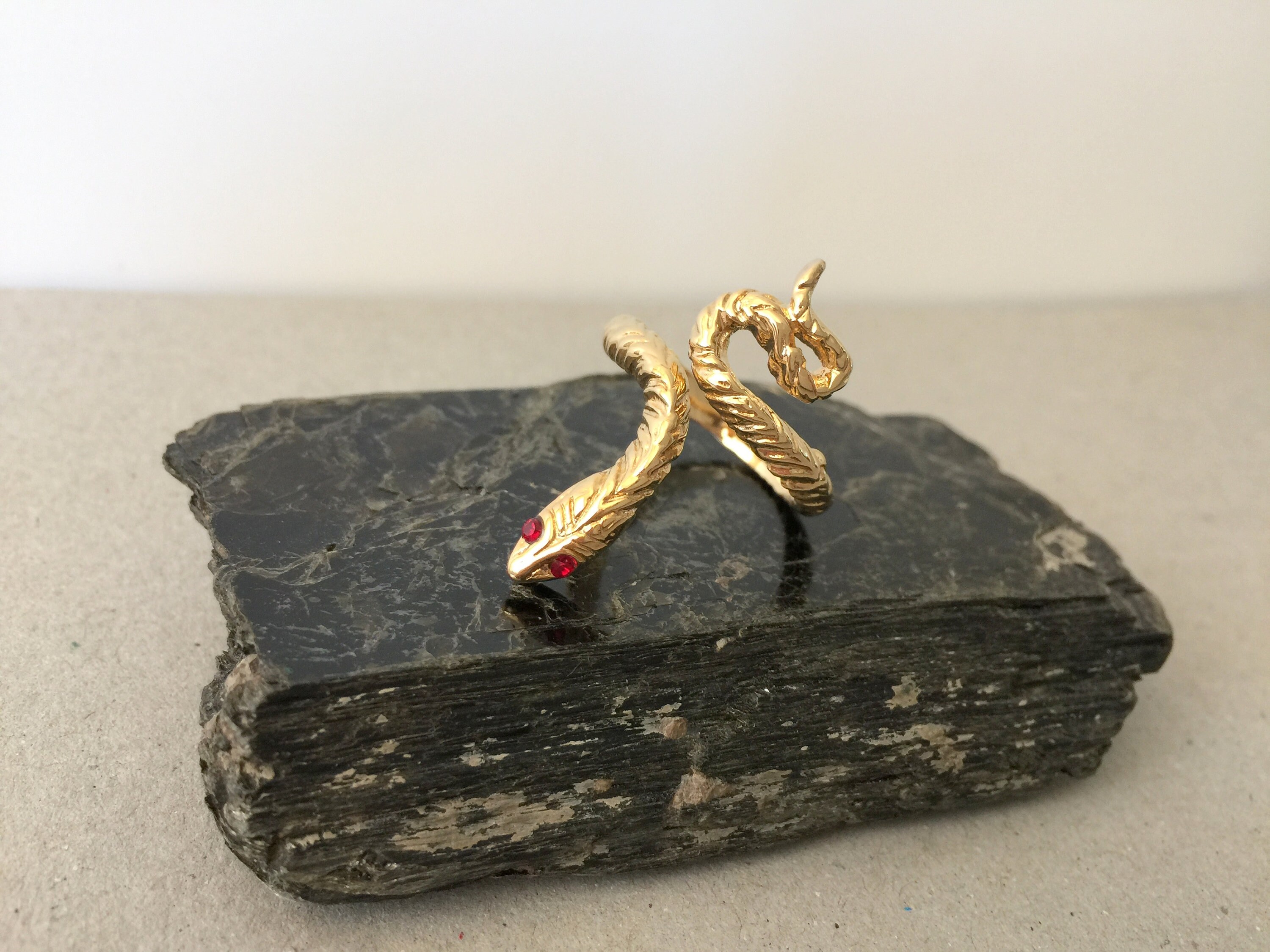 Snake Ring Red Eye Snake Ring Large Coiled Serpent Ring | Etsy