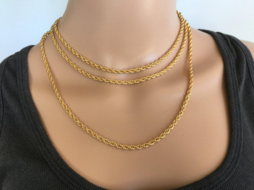 Rope Chain Necklace Gold French Rope Chain 3.5mm Braided - Etsy
