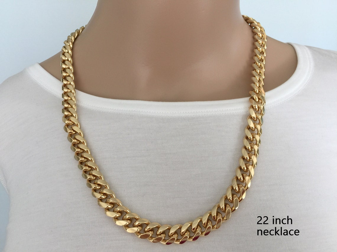 Men's Gold Necklace Thick Curb Link Gold Chain Large | Etsy