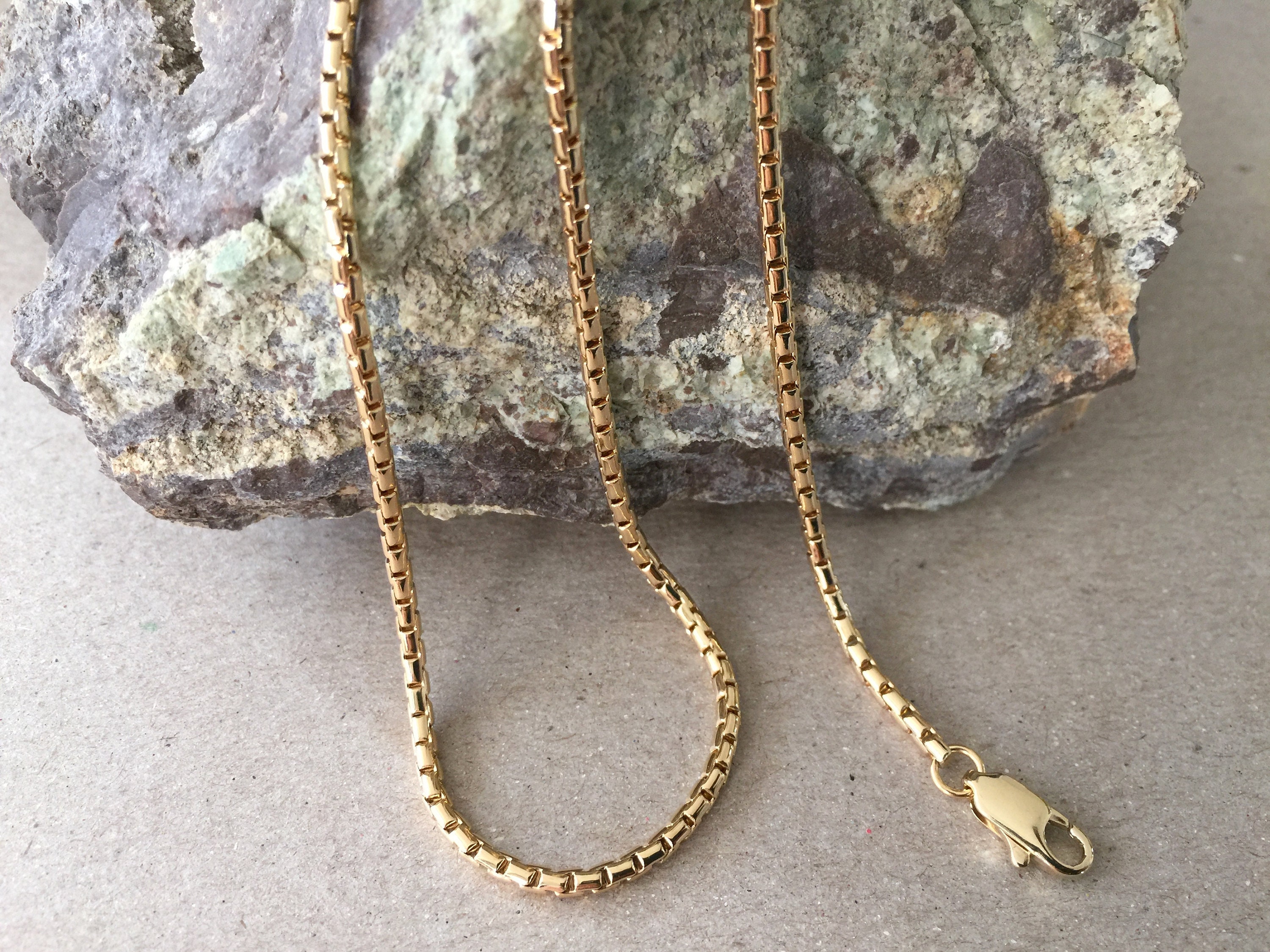 Gold Box Chain Necklace Thick Gold Chain 2.2mm Round Box - Etsy.de