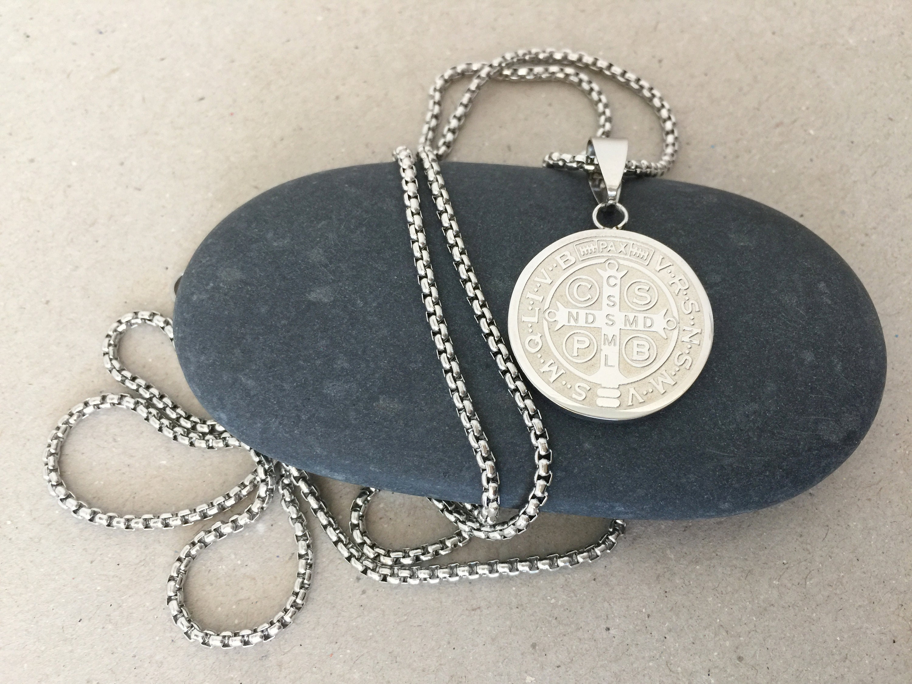 Saint Benedict Coin Pendant Medium 0.8 Inch Stainless Steel - Etsy Canada