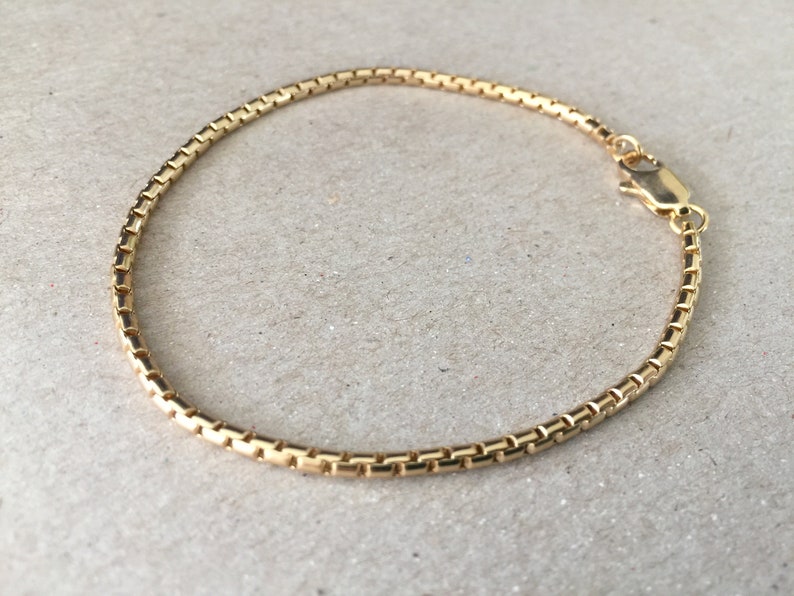 Gold Box Chain Bracelet Thick Gold Chain 2.2mm Round Box - Etsy