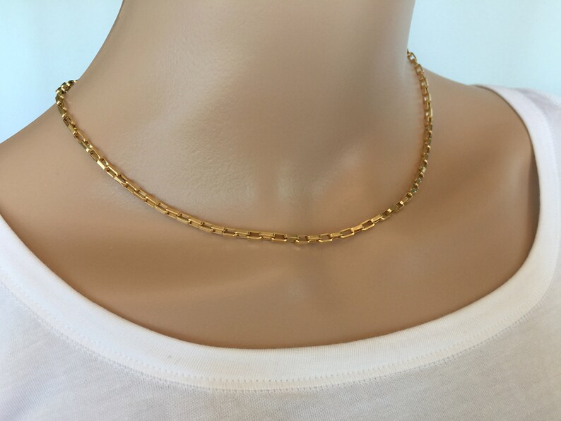 Gold Box Link Chain Necklace Thick Large Rectangle Link | Etsy