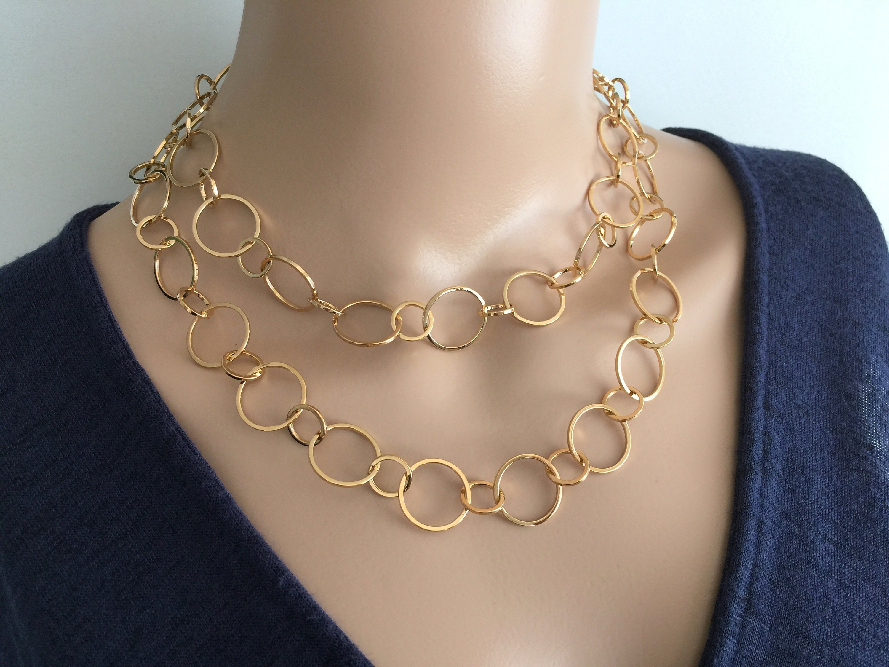 Open Loop Circle Necklace Multi Size Circle Chain Necklace - Etsy