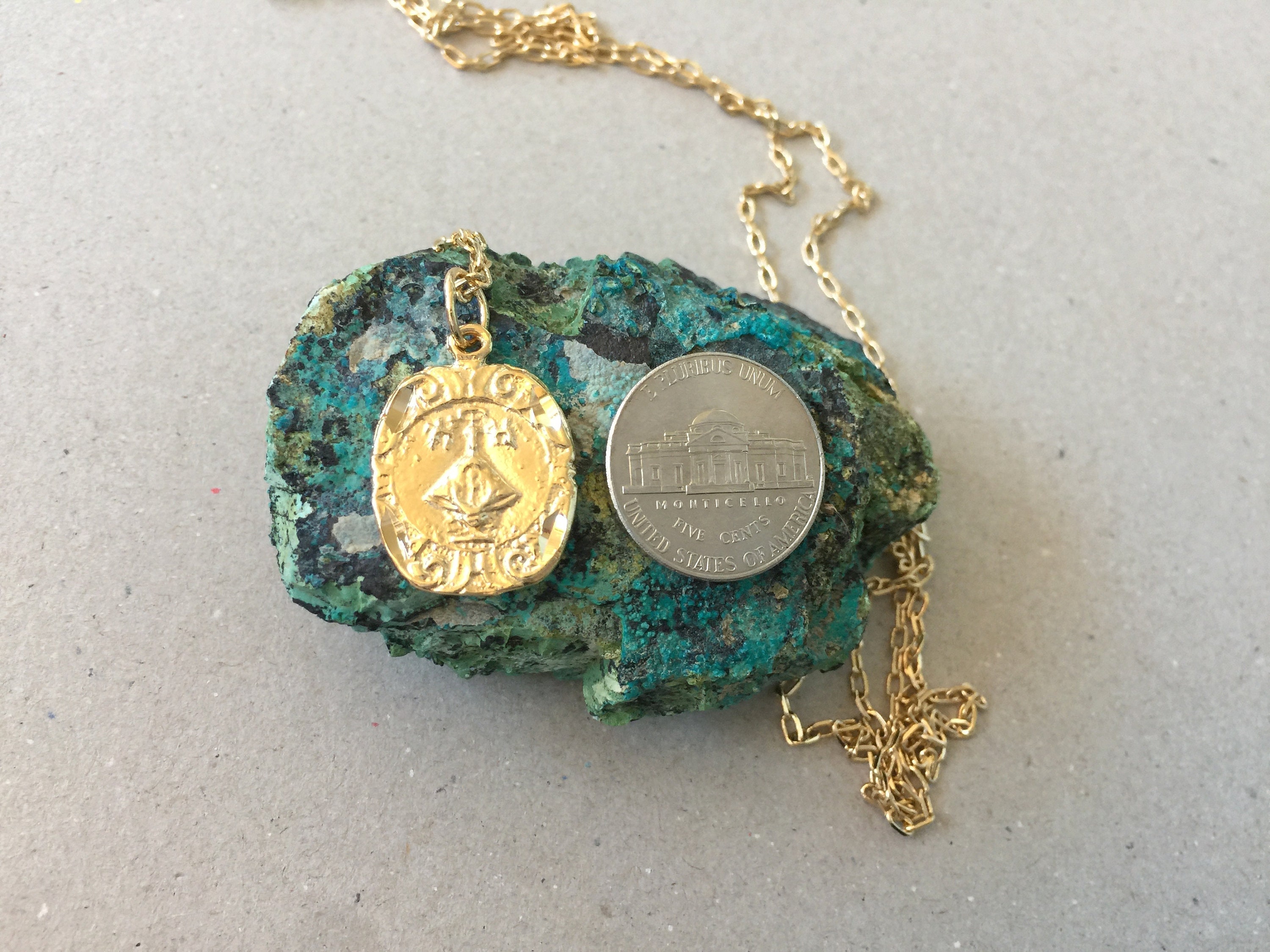 Coin Necklace Spanish Coin Medallion Pendant Double-sided | Etsy