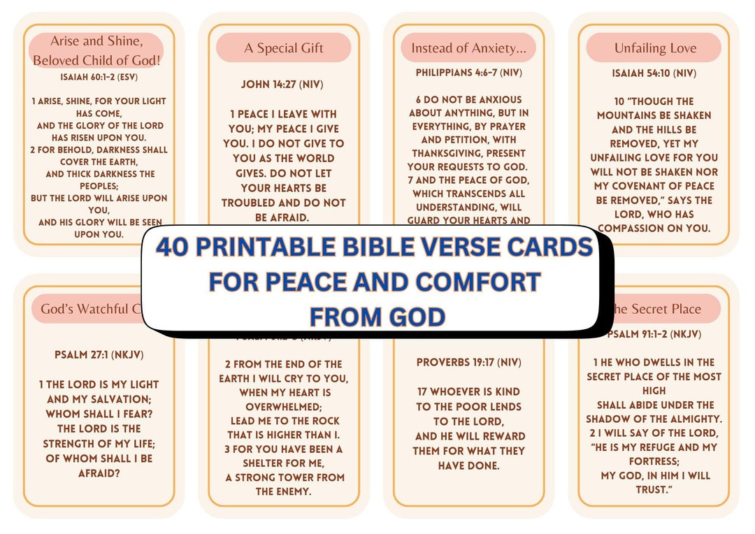 40 Printable Bible Verse Cards for Peace and Comfort From GOD - Etsy