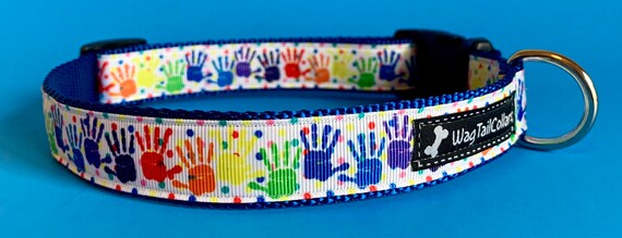 Autism Rainbow Hand Print Dog Collar - Etsy