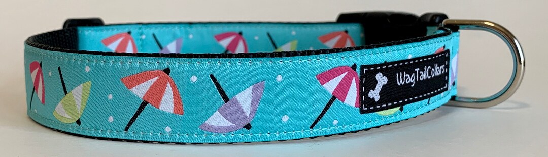 Beach Umbrella Aqua Dog Collar - Etsy