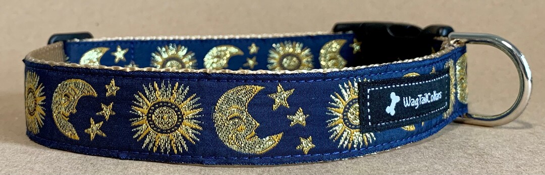 Stars & Luna Moon Gold Dog Collar - Etsy