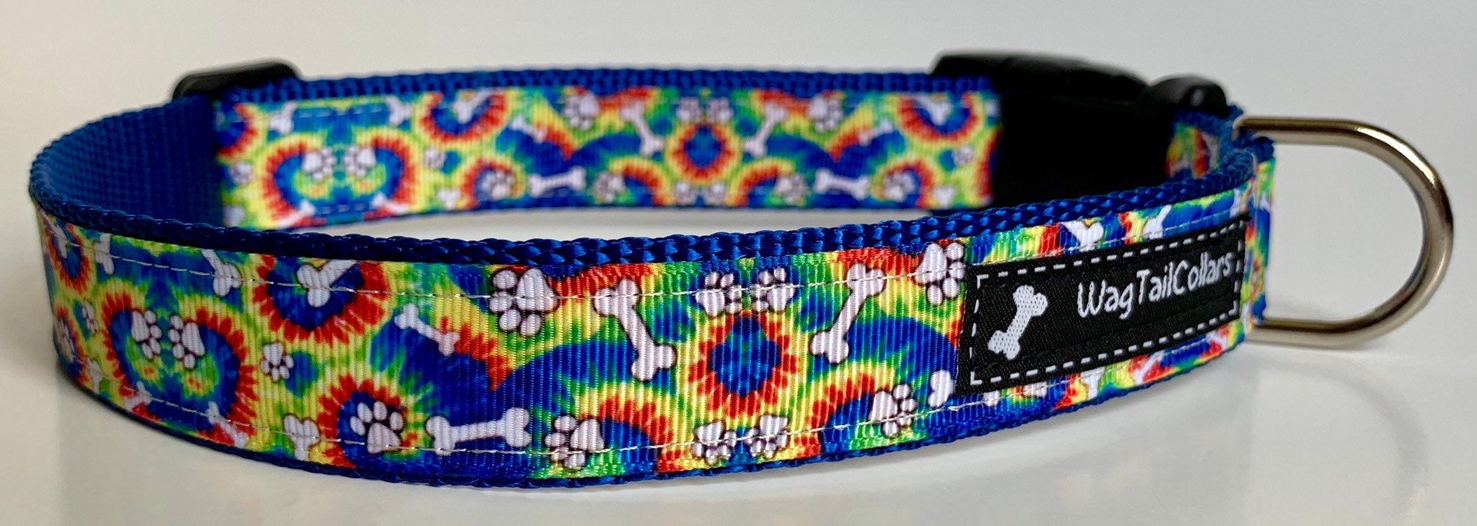 Tie Dye Paw Print Dog Collar