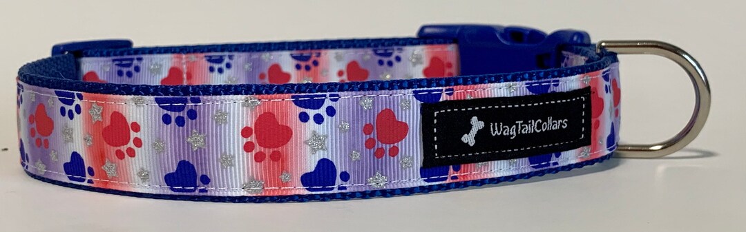Red-white & Blue Paws Dog Collar - Etsy